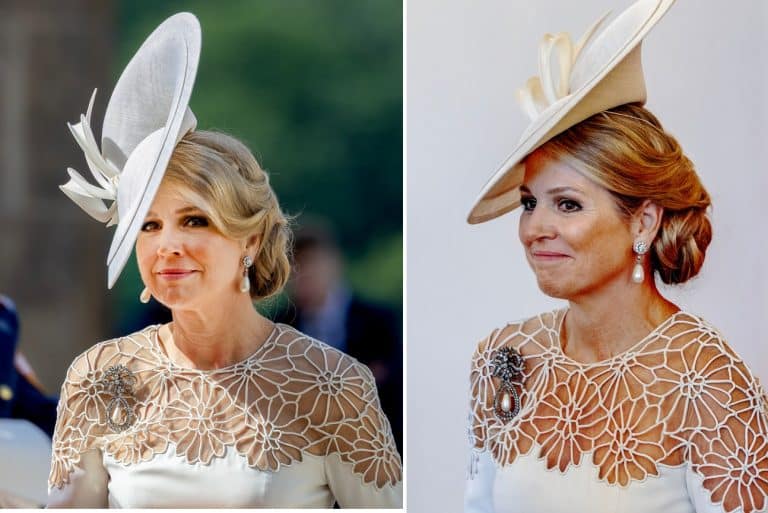 Máxima laat hoed recht zetten tijdens staatsbezoek - Modekoningin Máxima