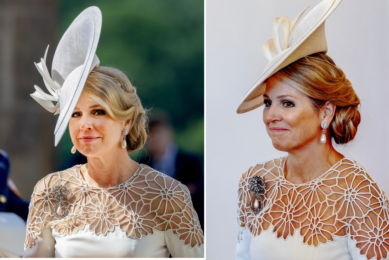 Máxima laat hoed recht zetten tijdens staatsbezoek - Modekoningin Máxima